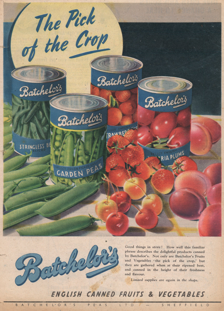 Batchelor's Canned Fruits & Vegetables (1946) Art Print – Vintage ...