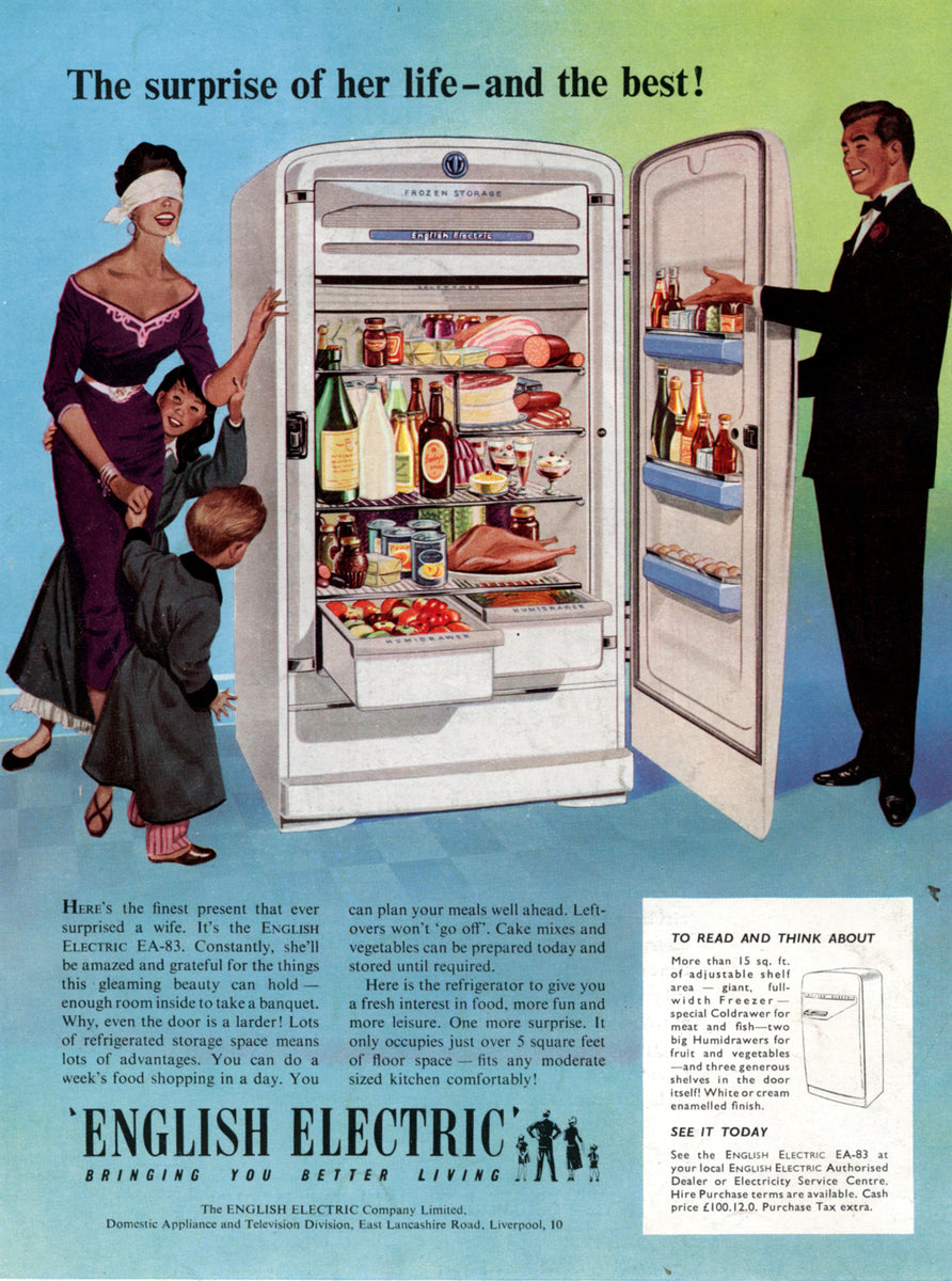 English Electric (Fridge) Advert 1955 Art Print – Vintage Magazine Company