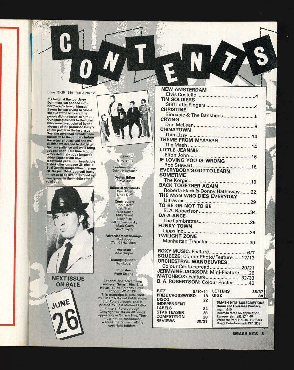 Smash Hits Vol 2 No 12 June 12-25 1980 – Vintage Magazine Company