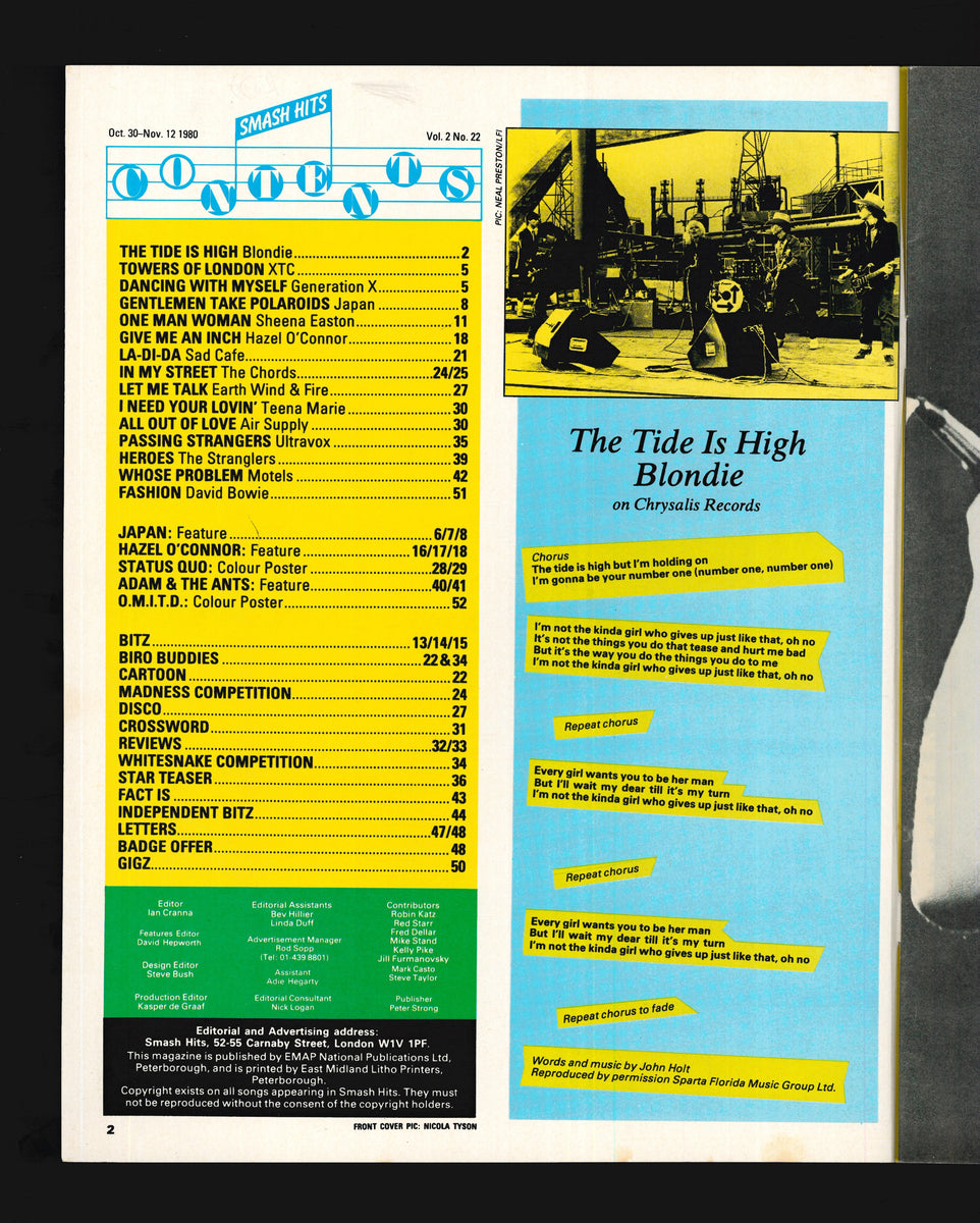 Smash Hits Vol 2 No 22 Oct 30 1980 – Vintage Magazine Company