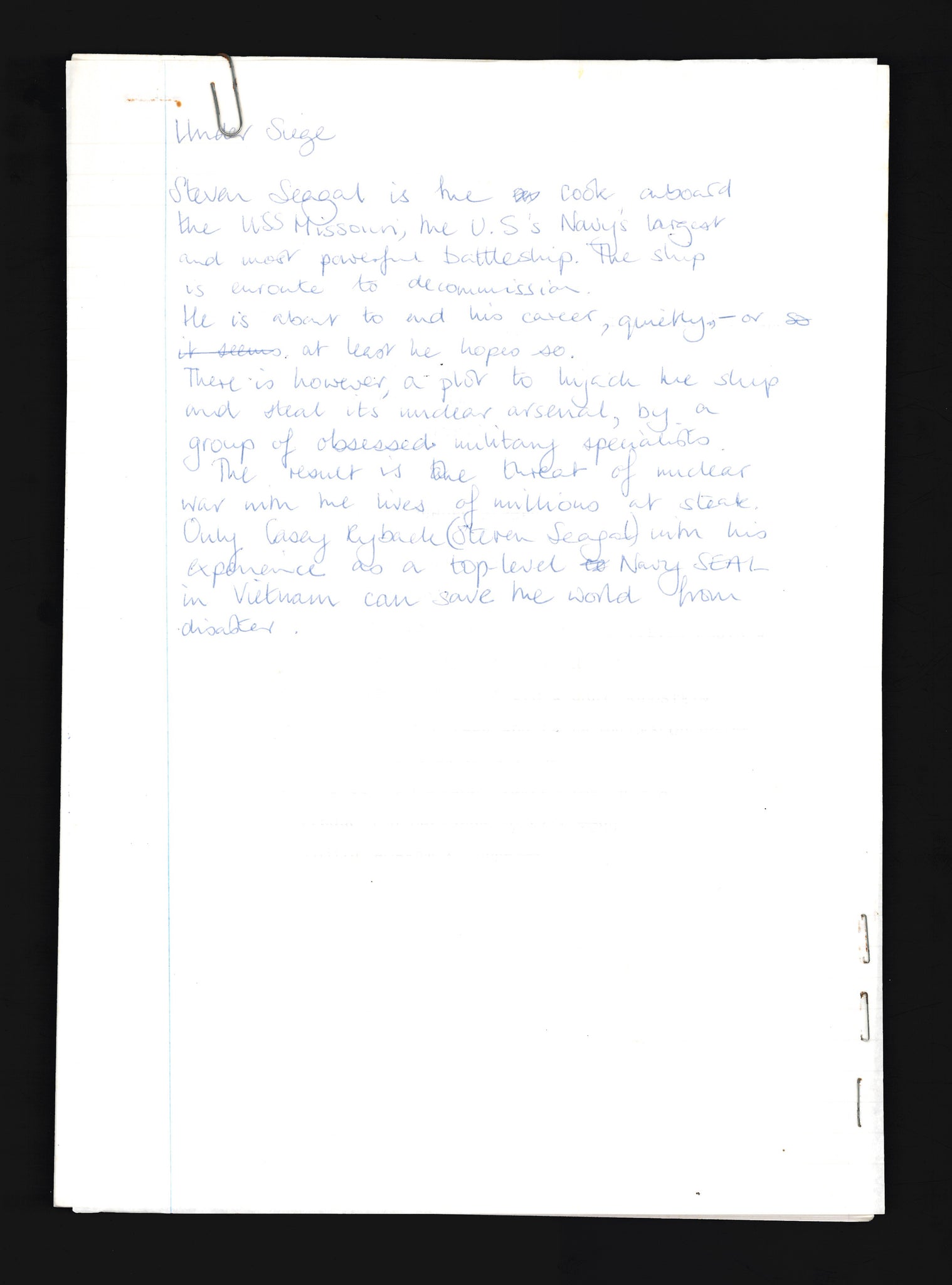 Under Siege, 1992 Press Kit – Vintage Magazine Company