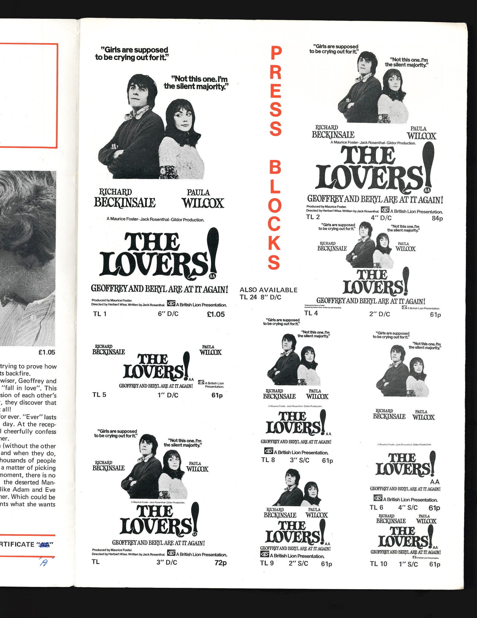 Lovers, 1973 Press Kit – Vintage Magazine Company
