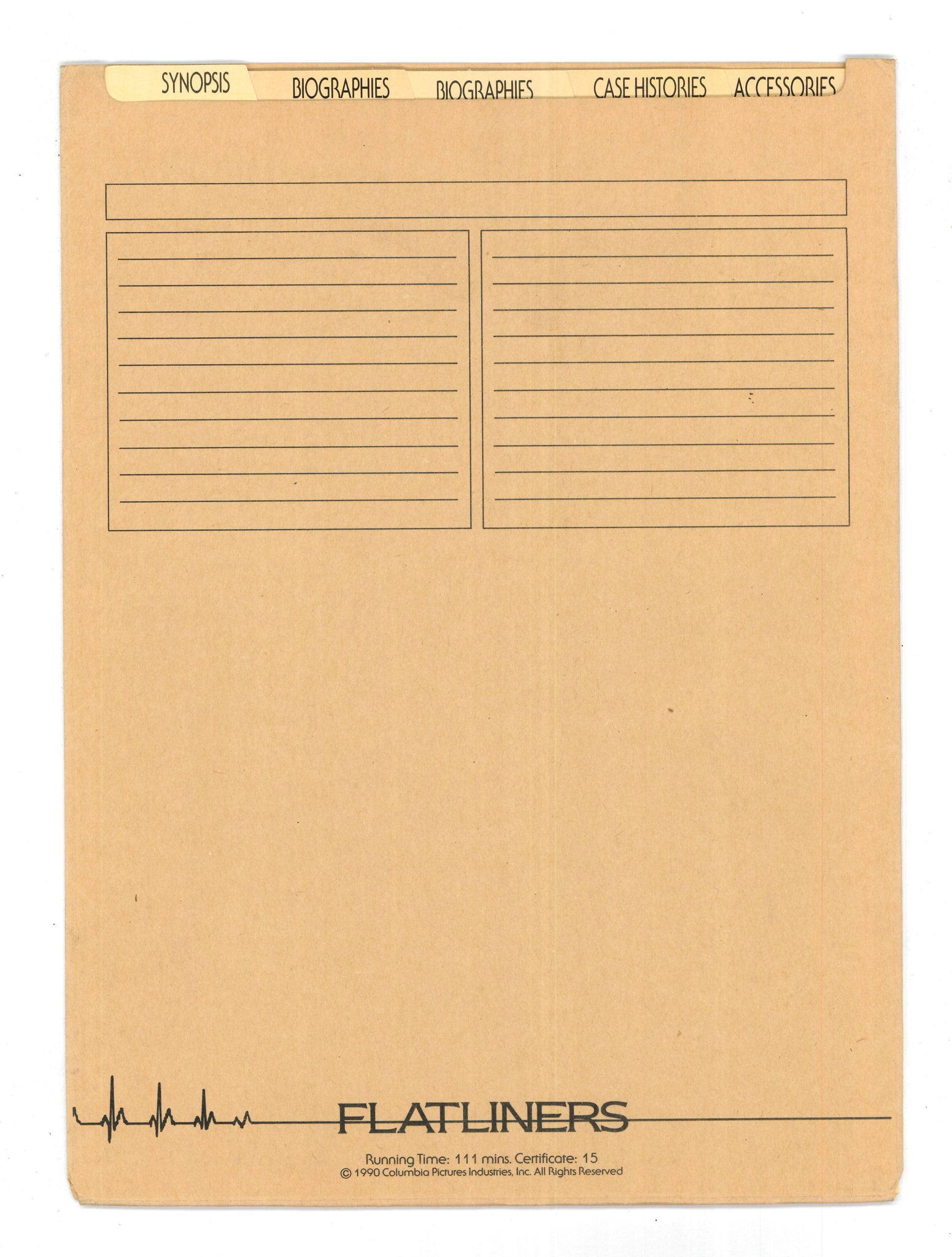 Flatliners, 1990 Press Kit – Vintage Magazine Company