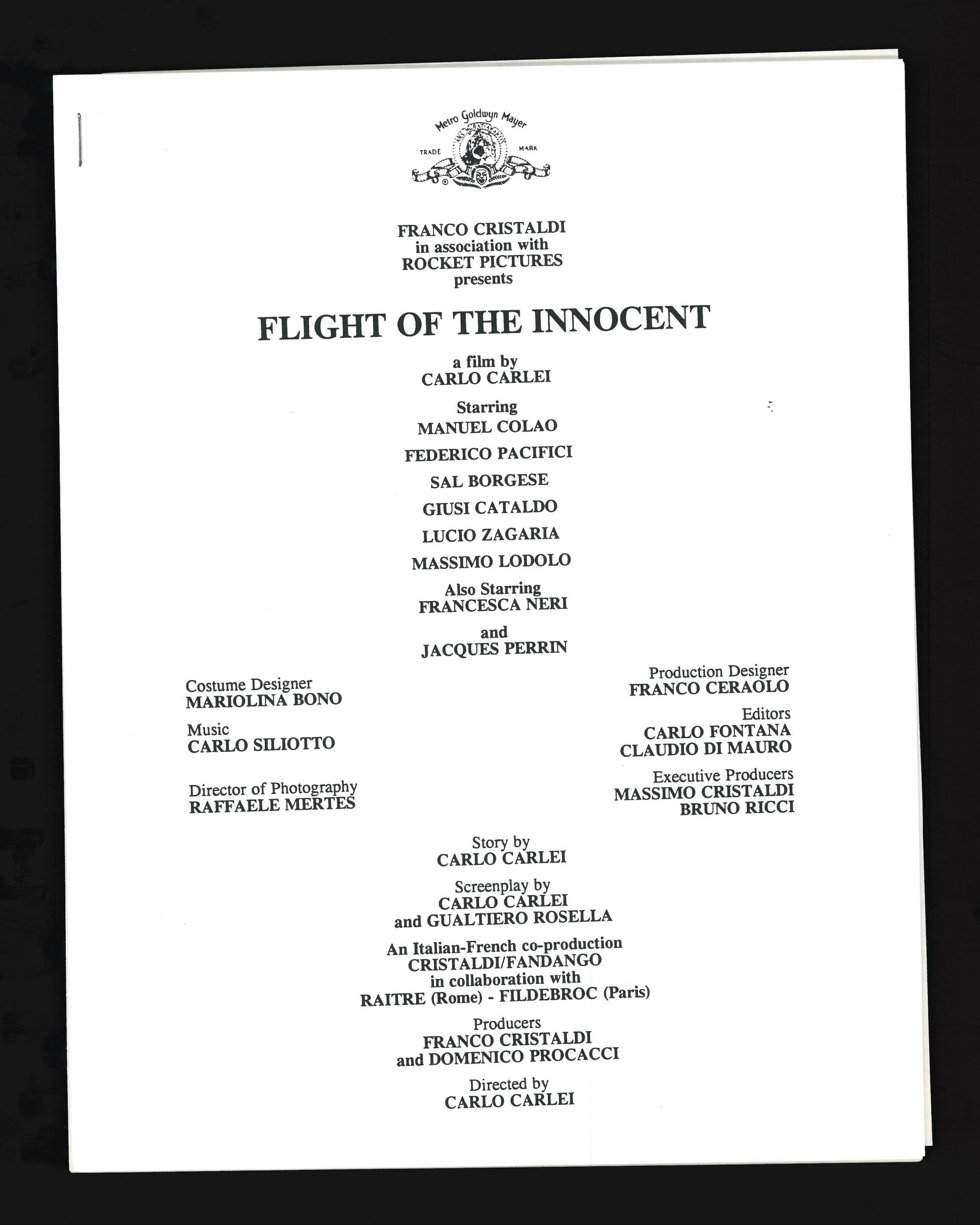 Flight Of The Innocent, 1992 Press Kit – Vintage Magazine Company