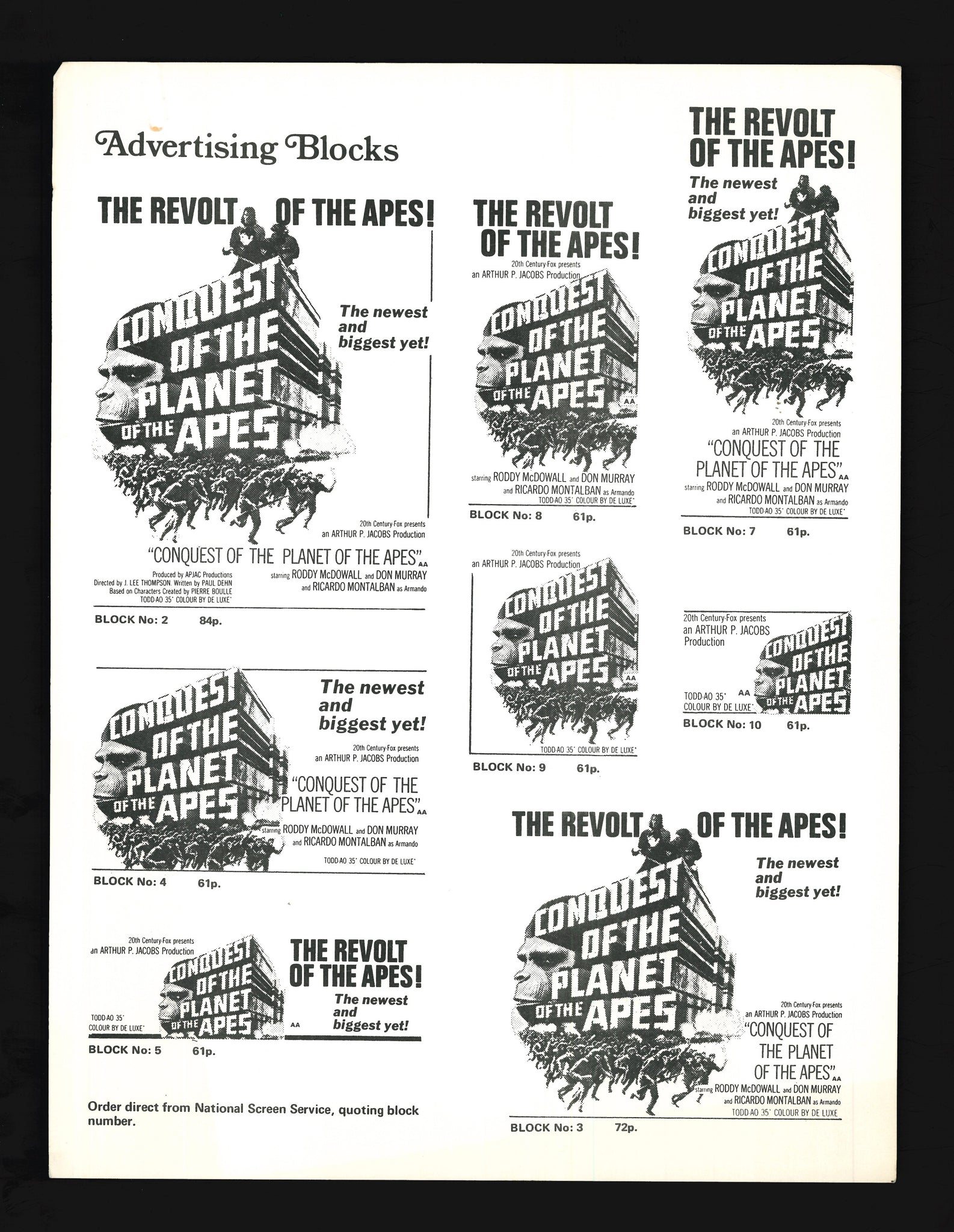 Conquest of the Planet of the Apes, 1972 Press Kit – Vintage Magazine ...